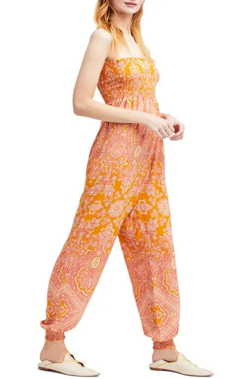 Free People Thinking Of You Smocked Jumpsuit