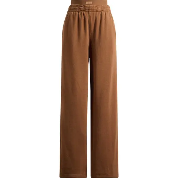 SKIMS Cotton Blend Fleece Exposed Boxer Pants - Bison