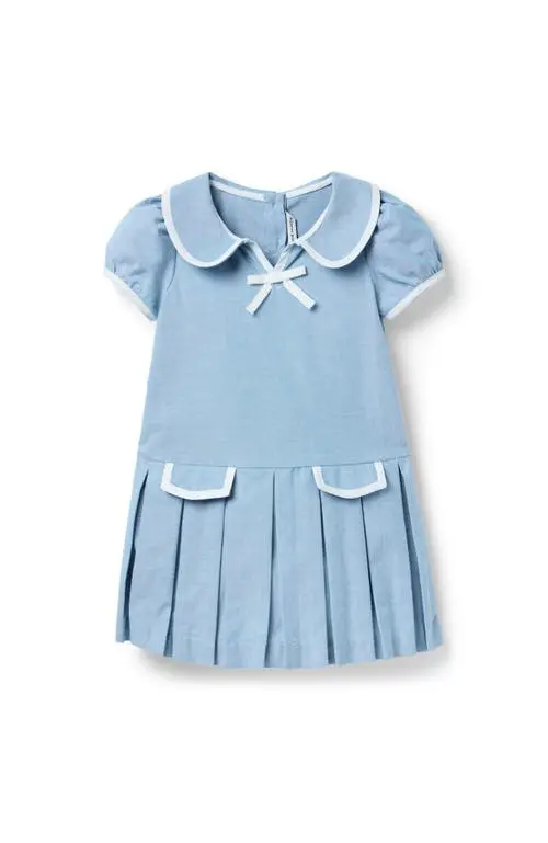Janie And Jack Oxford Pleated Dress - Blue