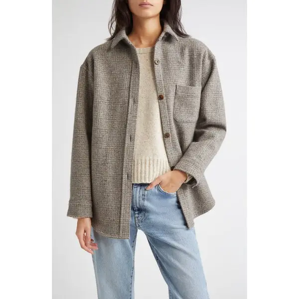 Johnstons Of Elgin Oversize Check Cashmere & Wool Overshirt