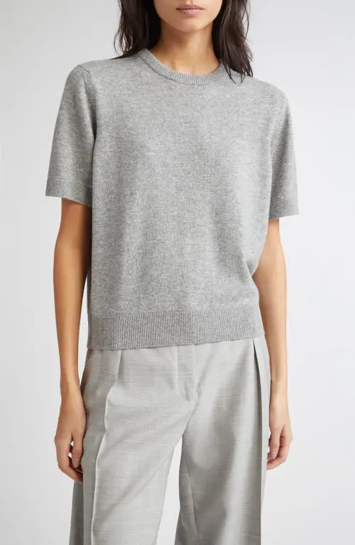 Johnstons Of Elgin Classic Cashmere Short Sleeve Sweater - Light Grey