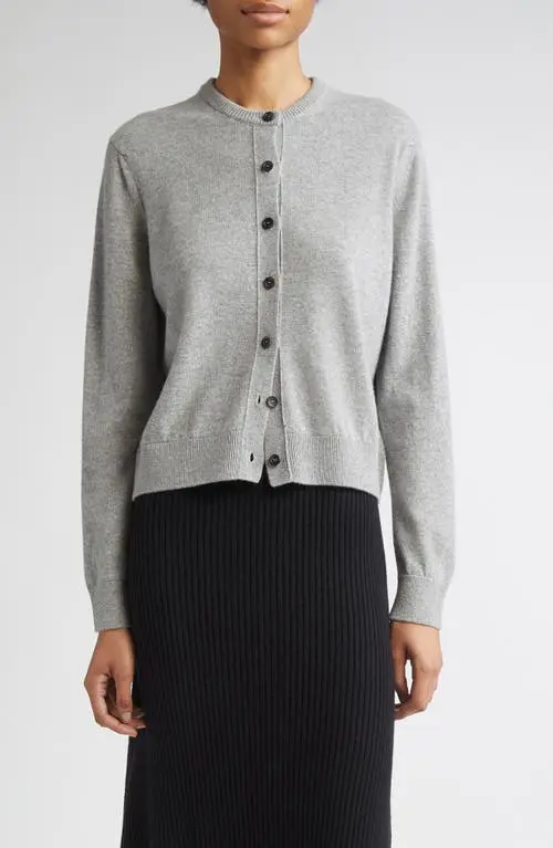 Johnstons Of Elgin Classic Cashmere Crewneck Cardigan - Light Grey