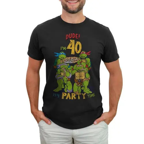 TEENAGE MUTANT NINJA TURTLES 40th Birthday Pizza Party Graphic T-shirt - Black