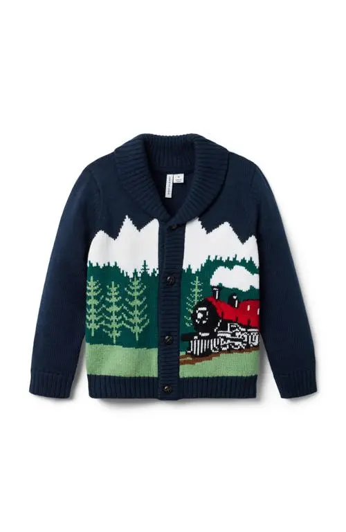 Janie And Jack The Train Cardigan - Blue
