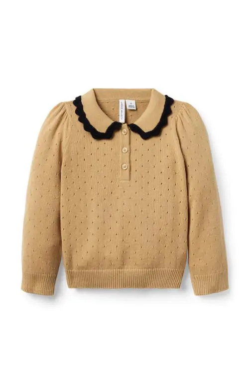 Janie And Jack Pointelle Crochet Collar Sweater