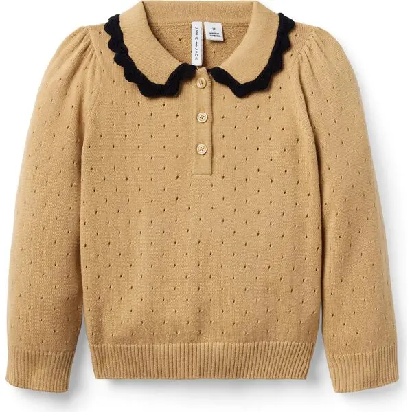 Janie And Jack Pointelle Crochet Collar Sweater