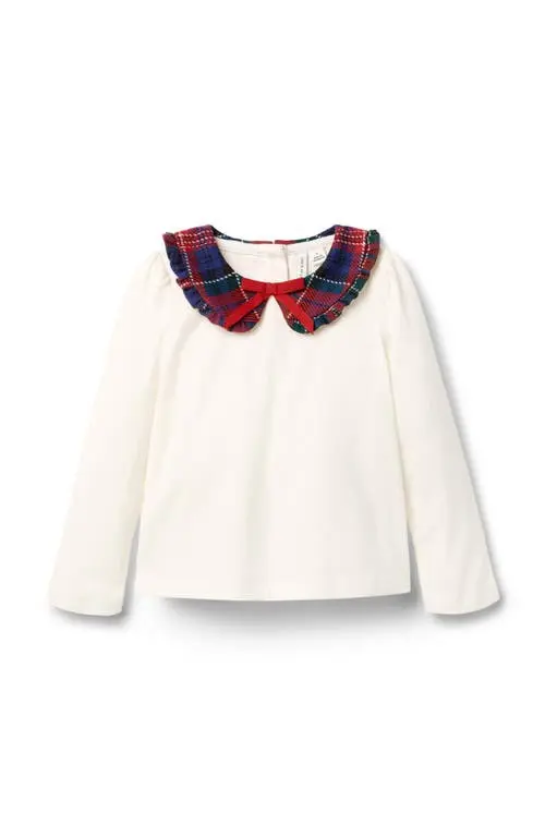 Janie And Jack Tartan Ruffle Collar Top