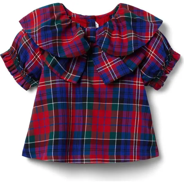 Janie And Jack The Tartan Collar Bow Top