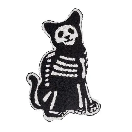 C&F HOME Pets Skeleton Shaped Hooked Pillows - Black Cat