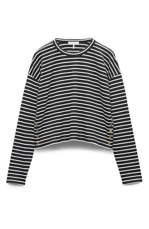 Rag & Bone Stripe Long Sleeve Rib Top - Black Multi