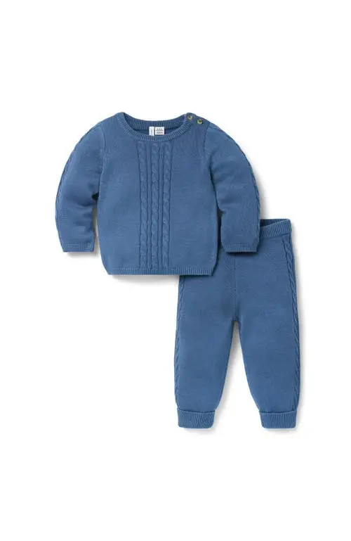 Janie And Jack Baby Cable Knit Matching Set - Blue