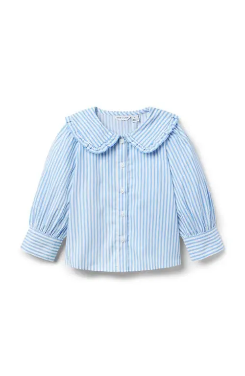 Janie And Jack Striped Ruffle Collar Top