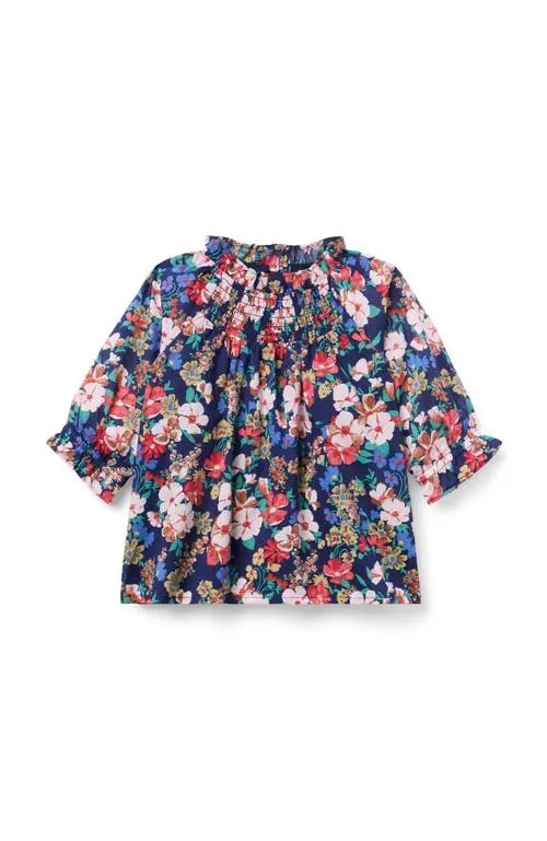 Janie And Jack Floral Ruffle Smocked Top
