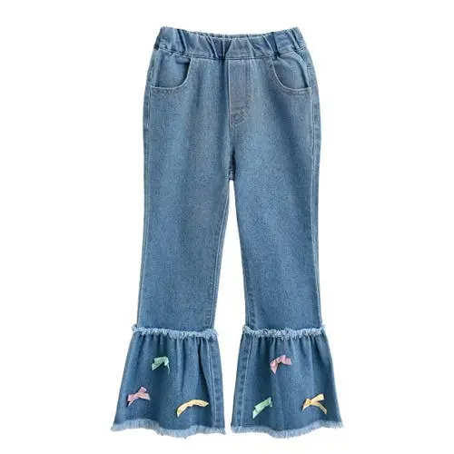 MIMI TUTU Denim Ribbon Flare Pants