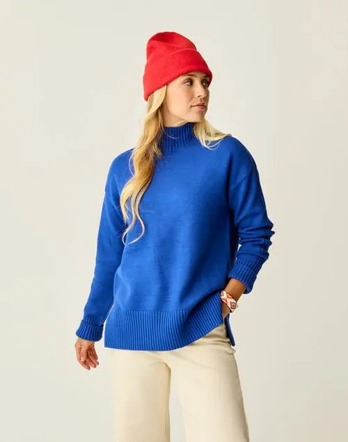 Carve Designs Woodward Ribbed Hem Sweater - Capri Heather