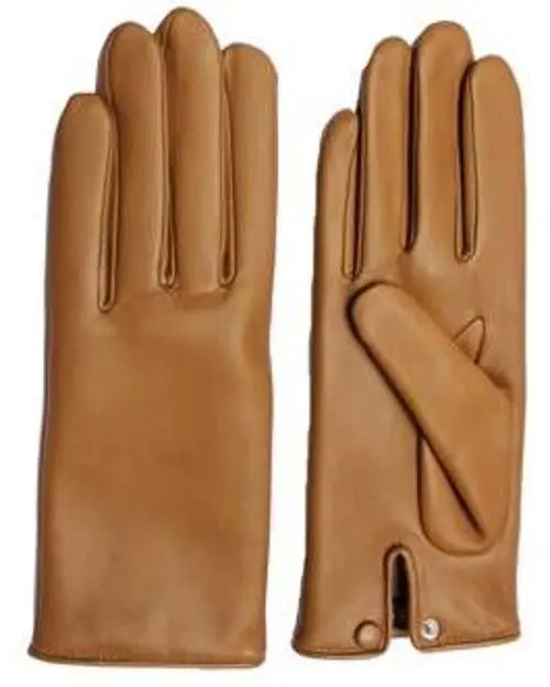 AGNELLE Agatha Leather Gloves With Wrist Snap - Toscana