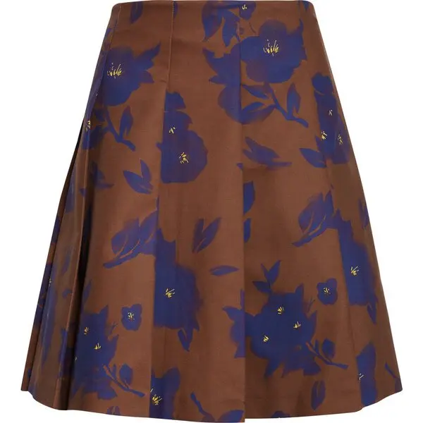 SHUSHU/TONG Pleated Floral Print A-line Skirt