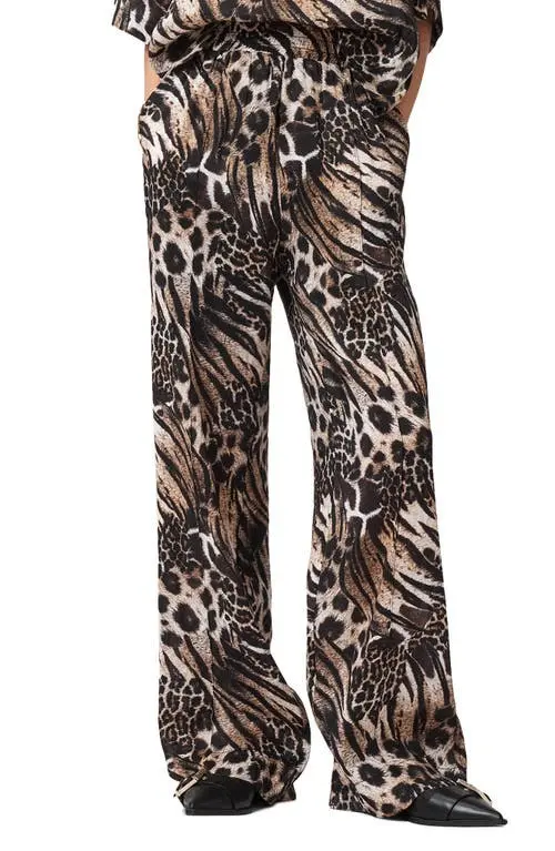 All Saints Charli Animal Print Linen & Silk Pants