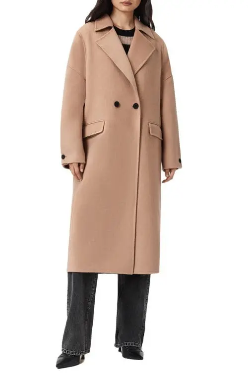 All Saints Sellma Double Breasted Wool Blend Coat