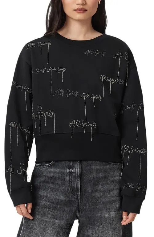All Saints Logo Embroidery Relaxed Sweatshirt