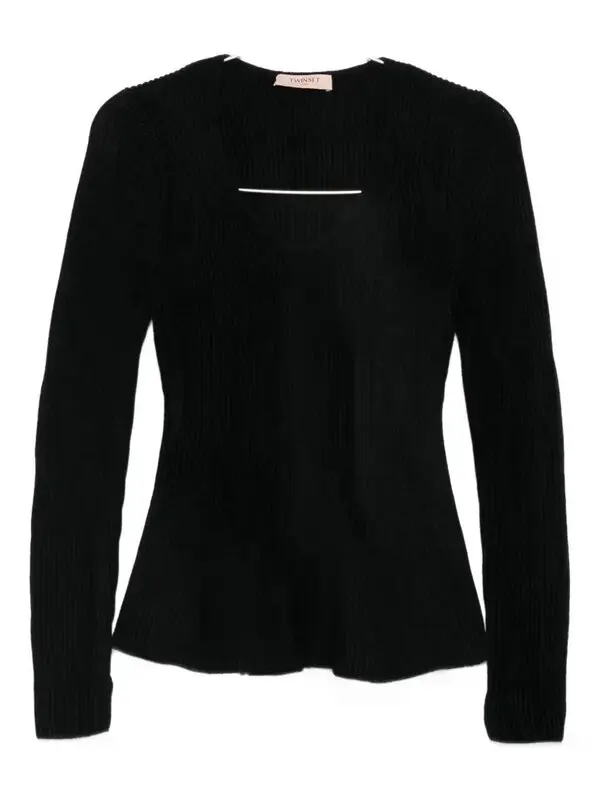 TWINSET V-neck Ribbed Knitted Top