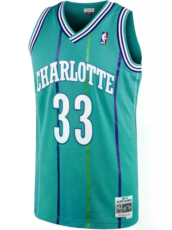 Mitchell & Ness Authentic Road Hornets 1992 Alonzo Mourning Teal Jersey