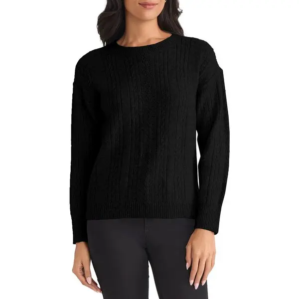 Jones New York Mixed Stitch Cotton Blend Sweater - Jones Black