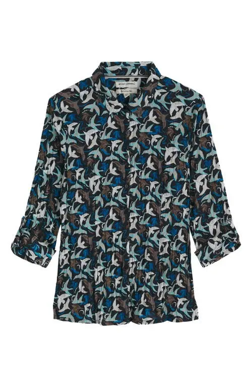 SEASALT CORNWALL Larissa Printed Organic Cotton Shirt - Swooping Birds Onyx