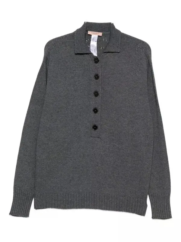 TWINSET Buttoned Polo-collar Sweater