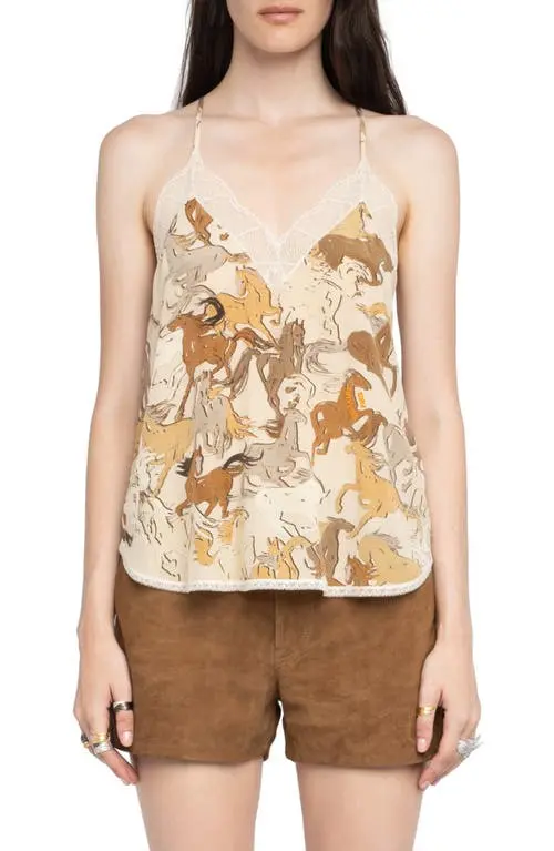 Zadig&Voltaire Christy Horse Print Crêpe De Chine Silk Camisole