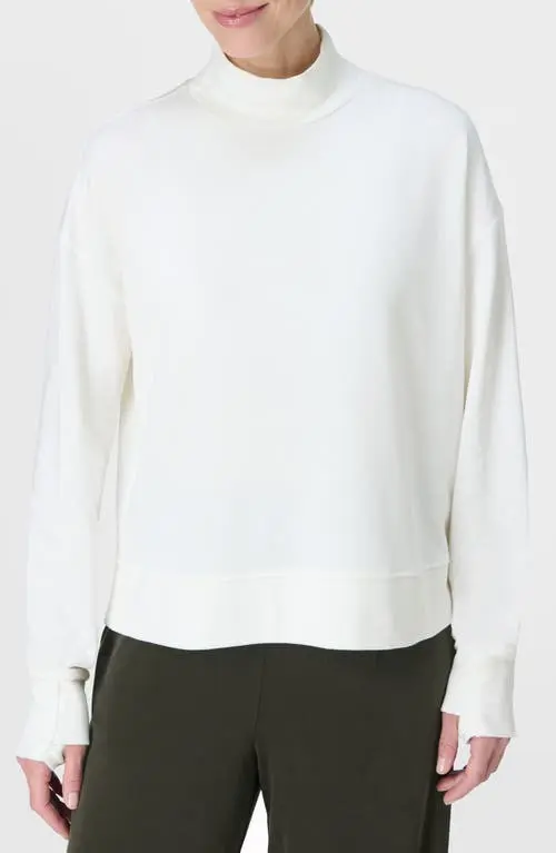 Sweaty Betty After Class Cotton Turtleneck Crop Sweatshirt - Lily White
