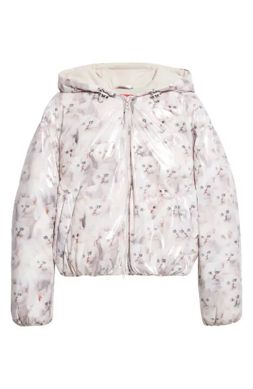 DIESEL® W-inner-r1 Kitten Print Coated Nylon Hooded Puffer Jacket