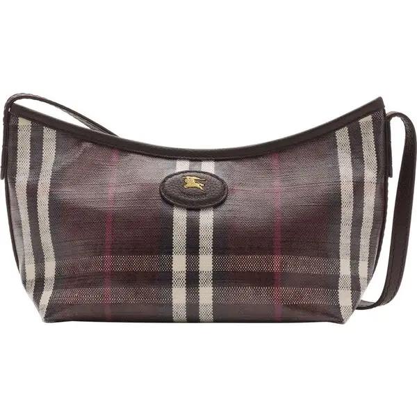 Burberry Highlands Check Coated Canvas Baguette Bag