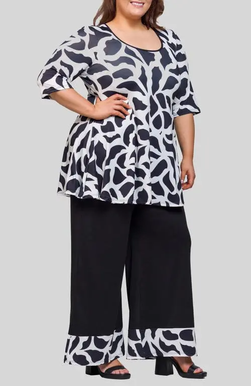 24SEVEN COMFORT APPAREL Tunic Top And Wide Leg Pants Set