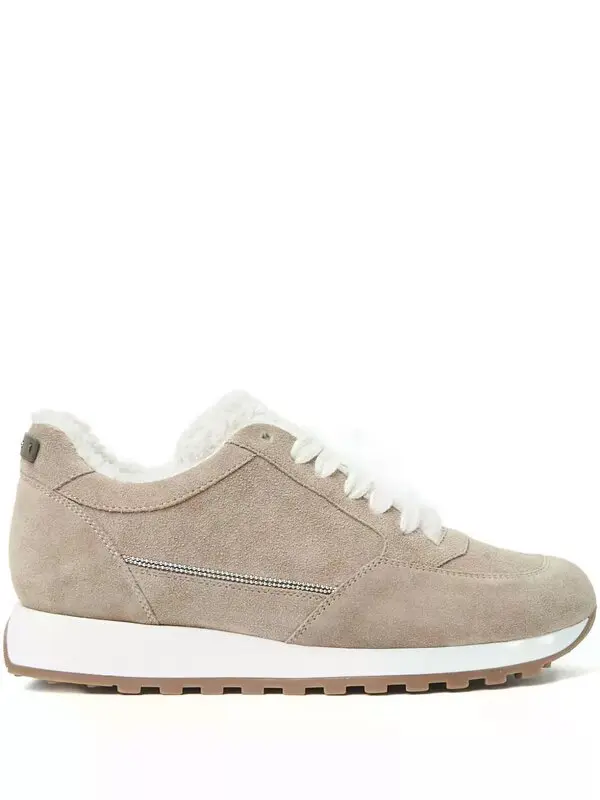 Peserico Suede Shearling-trim Sneakers