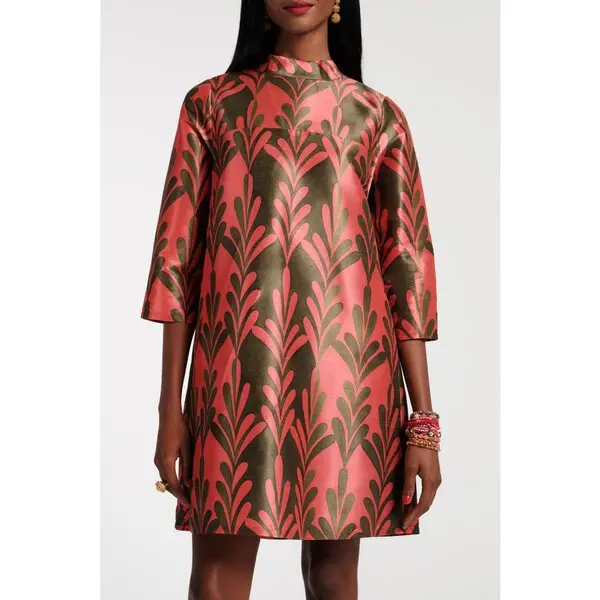 FRANCES VALENTINE Diplomat Mini Dress Royal Palm Poly Dupion