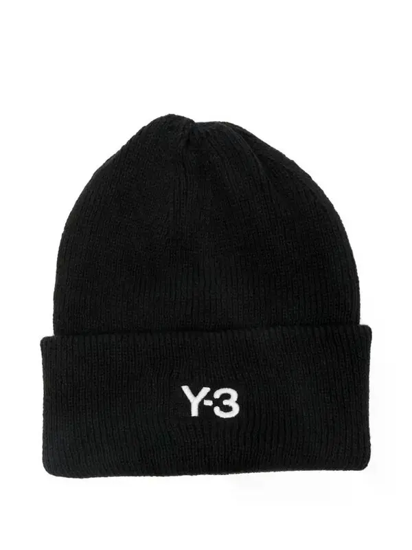Y3 Logo-embroidered Beanie - Black
