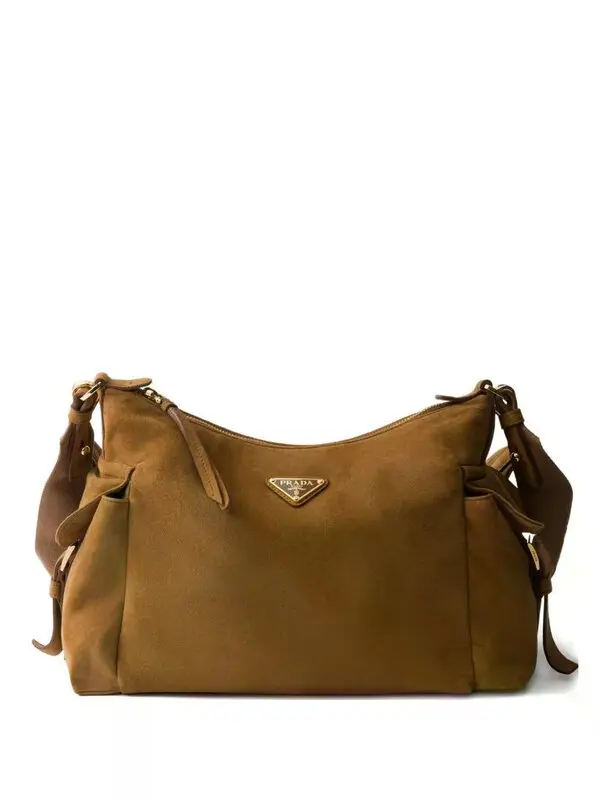 Prada Large Explore Suede-leather Shoulder Bag