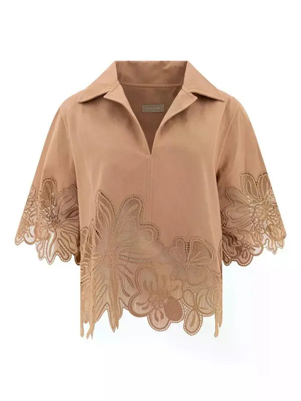 Elie Saab Embroidered Gabardine Top
