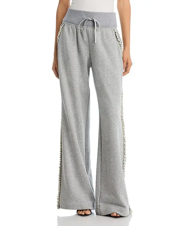 Cinq À Sept Ruffled Rhinestone Trim Pants