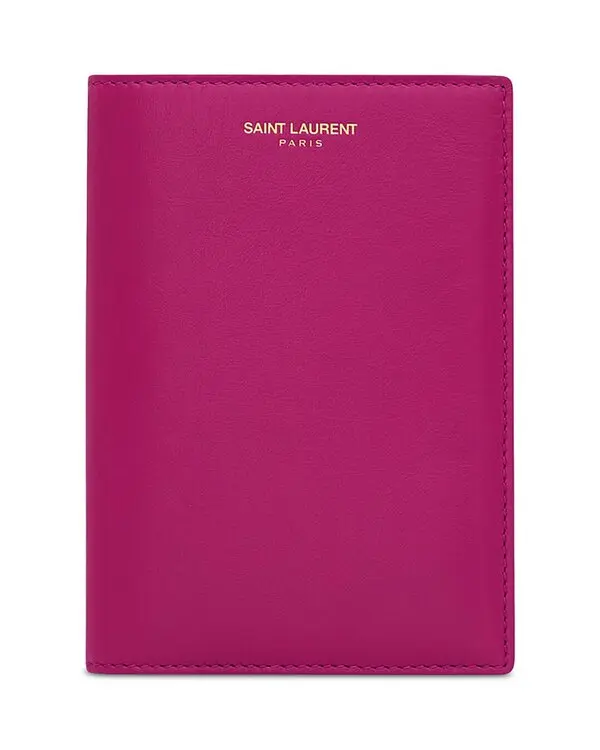 Saint Laurent Paris Passport Case In Shiny Leather