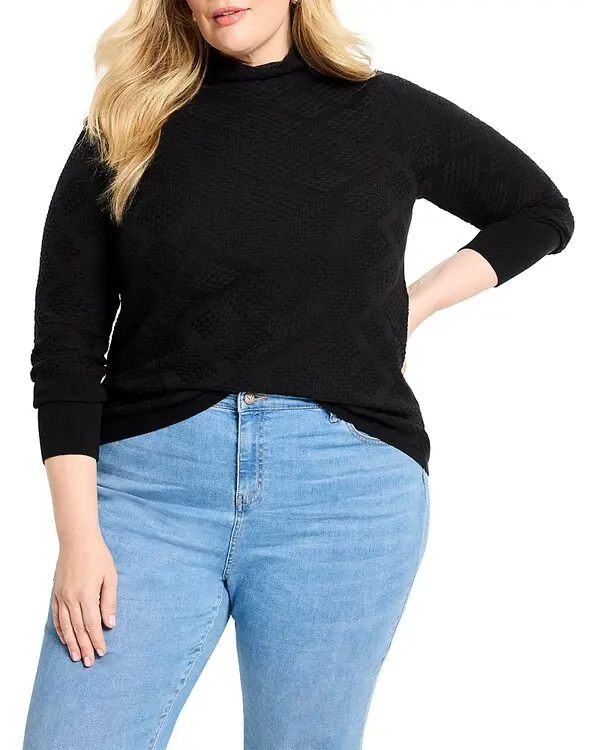NIC+ZOE Textured Diamond Funnel Neck Sweater