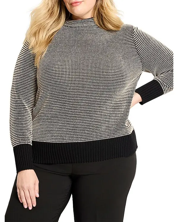 NIC+ZOE Pixel Knit Funnel Neck Sweater