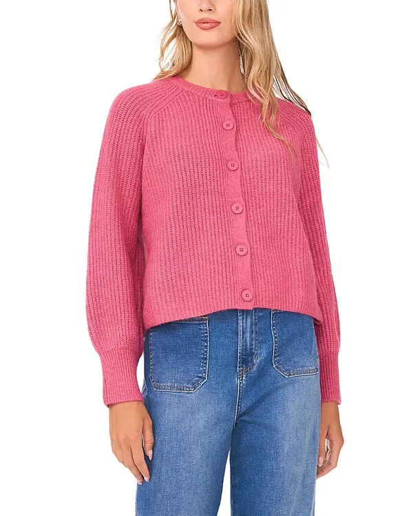 Vince Camuto Saddle Long Sleeve Cardigan - Rose Rococo