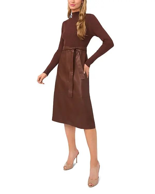 Ted Baker London Oneida Mixed Media Dress - Cocoa