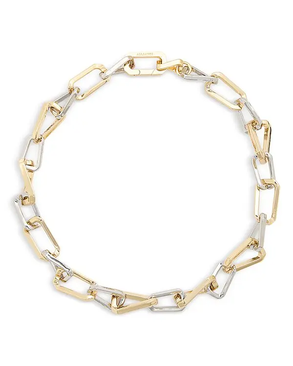All Saints Signature Two-tone Hexagon Twist Link Collar Necklace, 17