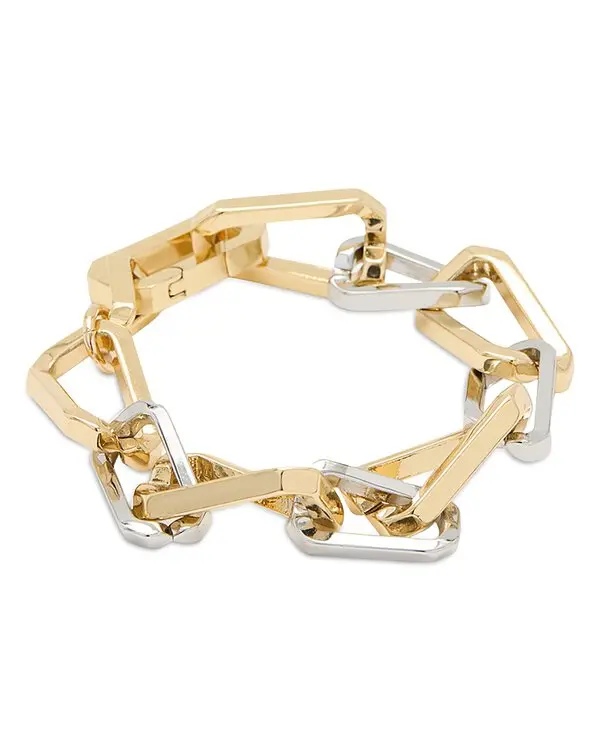 All Saints Signature Two Tone Hexagon Twist Link Bracelet