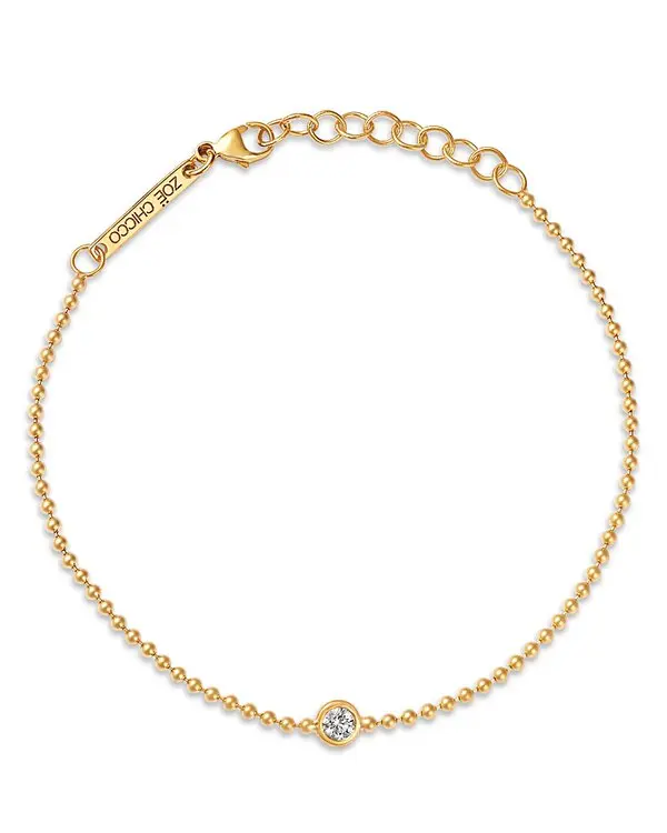 Zoe Chicco 14k Yellow Floating Diamonds Bezel Solitaire Chain Link Bracelet