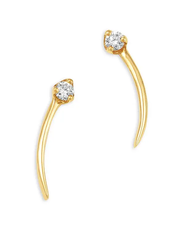 Zoe Chicco 14k Yellow Prong Diamonds Wisp Stud Earrings