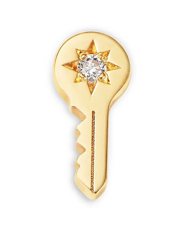 Zoe Chicco 14k Yellow Itty Bitty Symbols Diamond Accent Key Single Stud Earring
